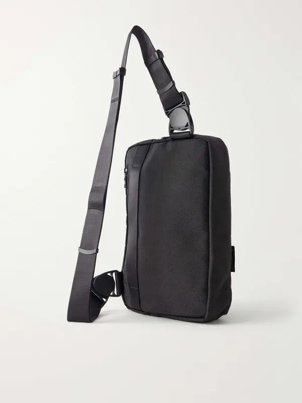MASTER-PIECE CO Sling Suede And Leather-trimmed Nylon-twill Messenger Bag