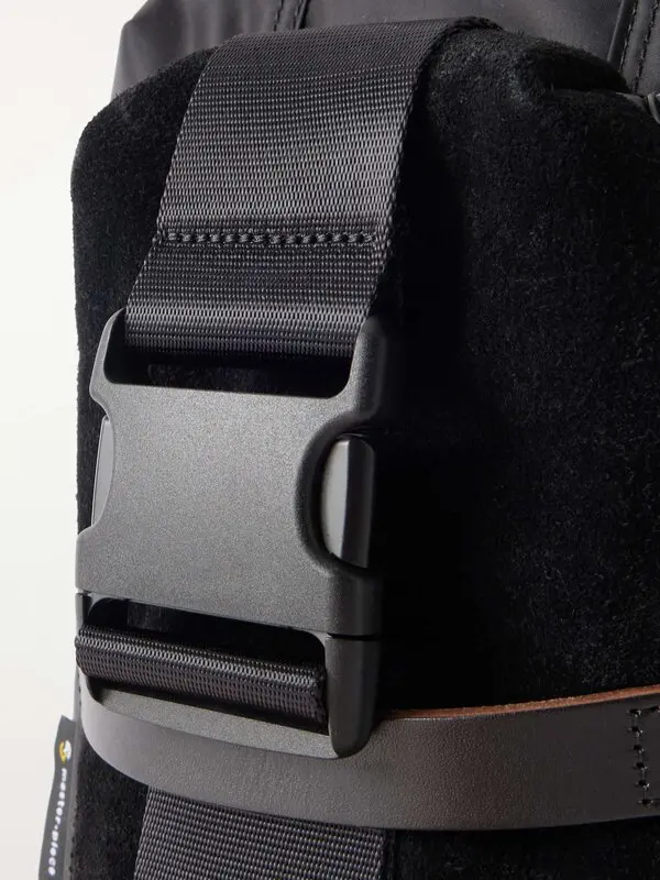 MASTER-PIECE CO Sling Suede And Leather-trimmed Nylon-twill Messenger Bag