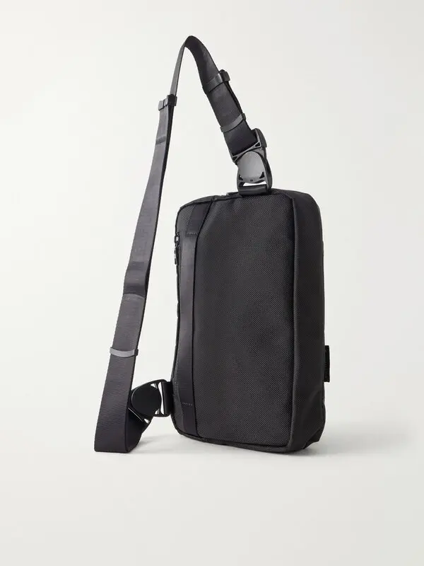 MASTER-PIECE CO Sling Suede And Leather-trimmed Nylon-twill Messenger Bag