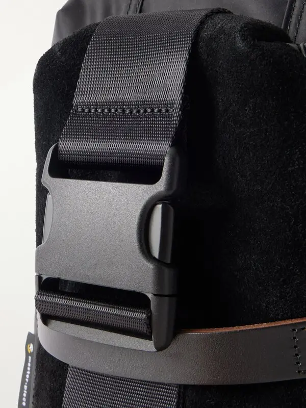 MASTER-PIECE CO Sling Suede And Leather-trimmed Nylon-twill Messenger Bag