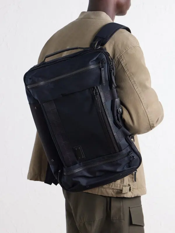 MASTER-PIECE CO Rise Leather And Canvas-trimmed Cordura® Mastertex Backpack - Black