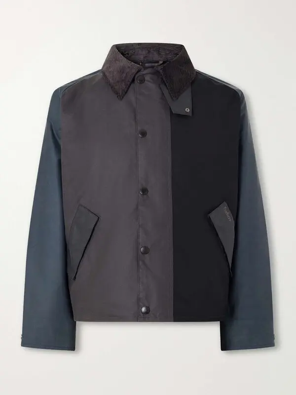 Barbour Bedale Corduroy-trimmed Waxed Cotton Jacket