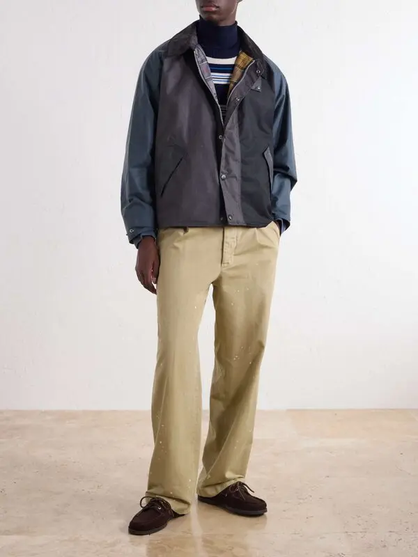 Barbour Bedale Corduroy-trimmed Waxed Cotton Jacket