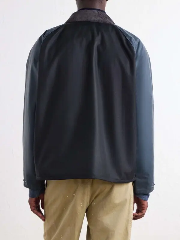 Barbour Bedale Corduroy-trimmed Waxed Cotton Jacket