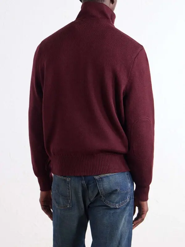 Ralph Lauren Embroidered Wool Half-zip Sweater - Red