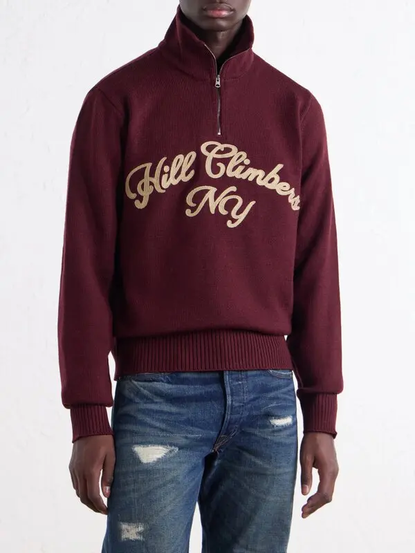Ralph Lauren Embroidered Wool Half-zip Sweater