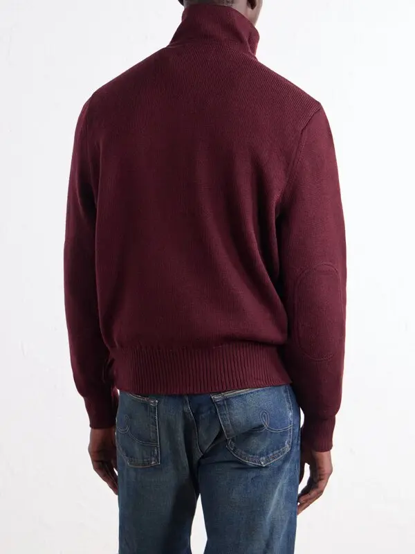 Ralph Lauren Embroidered Wool Half-zip Sweater