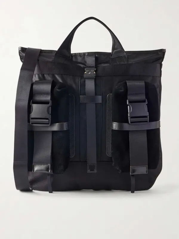 MASTER-PIECE CO Helmet Suede And Leather-trimmed Shell Messenger Bag