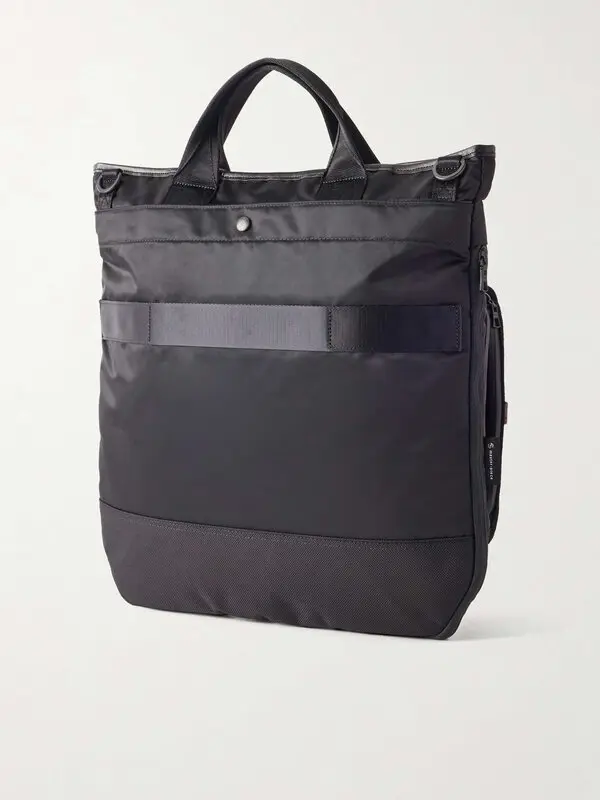MASTER-PIECE CO Helmet Suede And Leather-trimmed Shell Messenger Bag