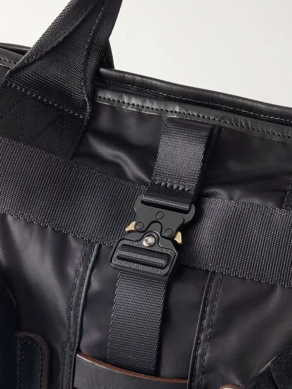MASTER-PIECE CO Helmet Suede And Leather-trimmed Shell Messenger Bag