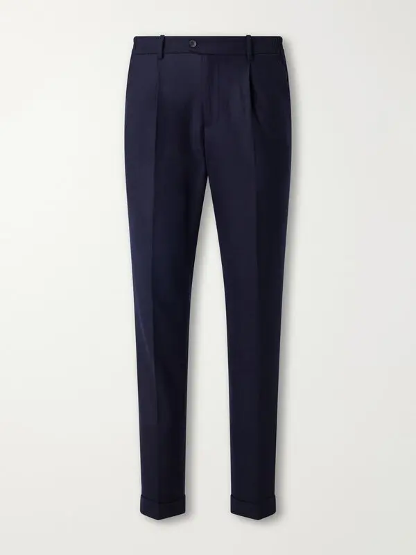 Thom Sweeney Straight-leg Pleated Virgin Wool-blend Chinos