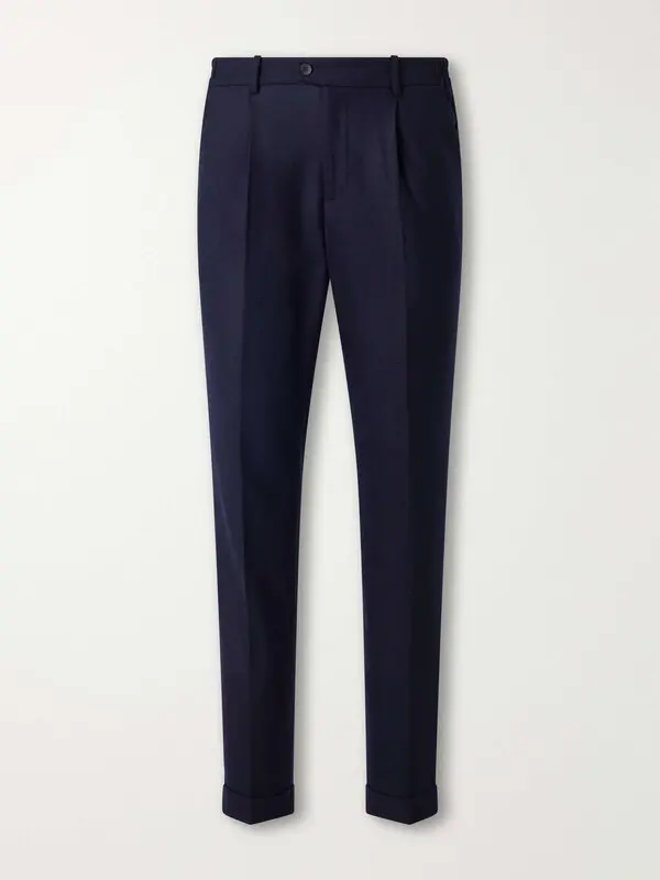 Thom Sweeney Straight-leg Pleated Virgin Wool-blend Chinos