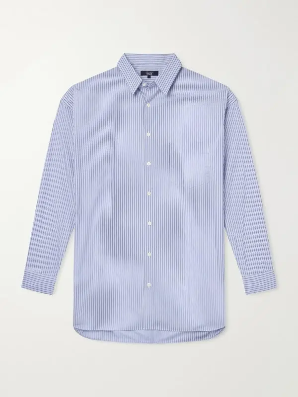 Comme Des Garçons Striped Cotton-poplin Shirt - Blue