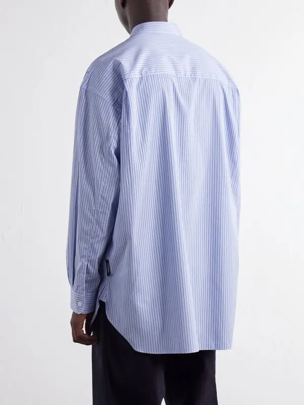 Comme Des Garçons Striped Cotton-poplin Shirt - Blue
