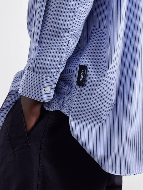 Comme Des Garçons Striped Cotton-poplin Shirt - Blue