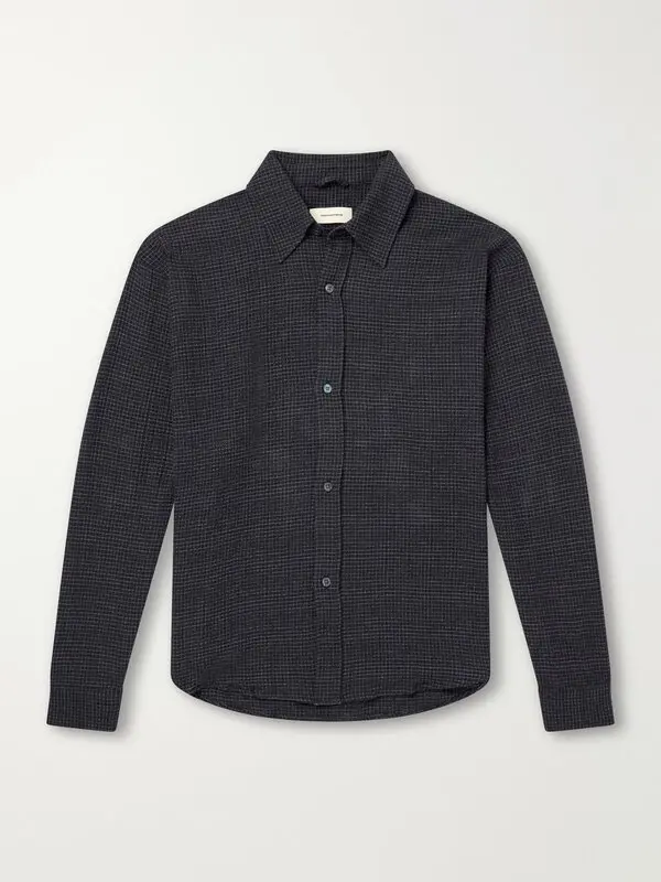 MFPEN Vacation Checked Cotton And Wool-blend Seersucker Shirt
