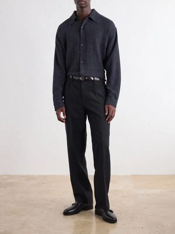 MFPEN Vacation Checked Cotton And Wool-blend Seersucker Shirt