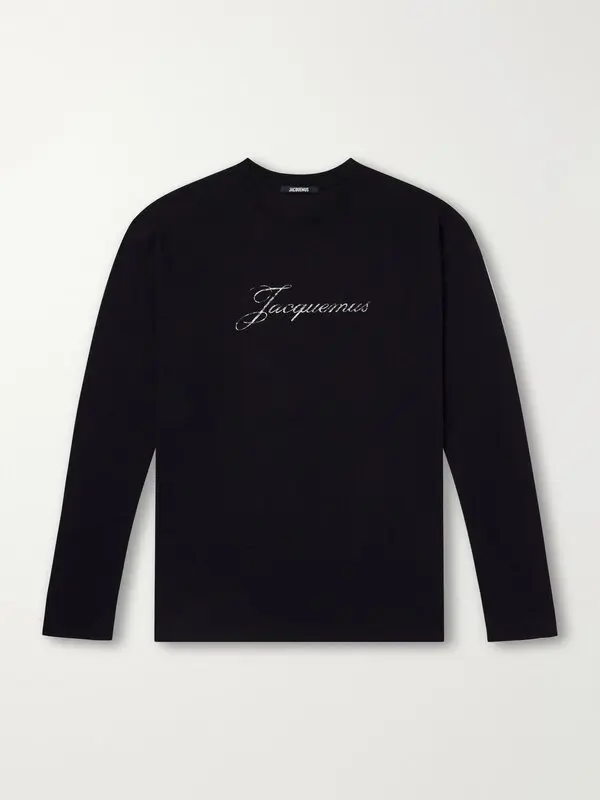 Jacquemus Logo-printed Cotton And Hemp-blend Jersey T-shirt - Black