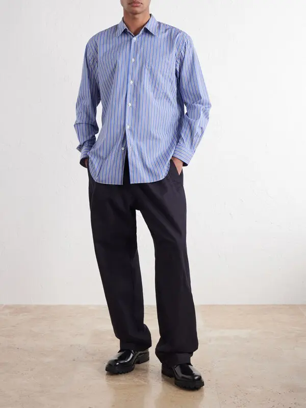Comme Des Garçons Striped Cotton-poplin Shirt - Blue