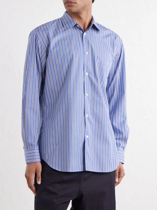 Comme Des Garçons Striped Cotton-poplin Shirt - Blue