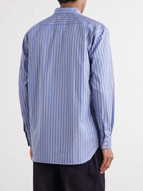 Comme Des Garçons Striped Cotton-poplin Shirt - Blue