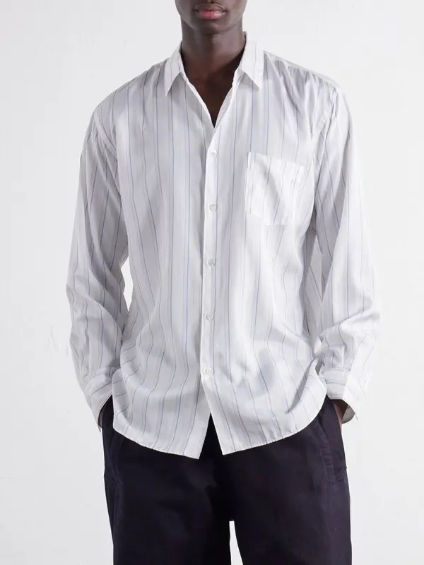 Comme Des Garçons Striped Satin Shirt - White