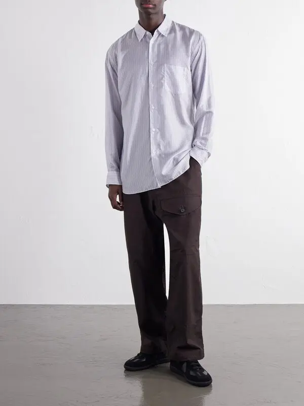 Comme Des Garçons Striped Satin Shirt - Blue
