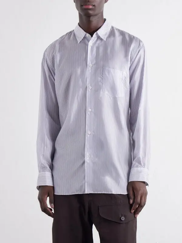 Comme Des Garçons Striped Satin Shirt - Blue