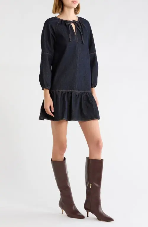 WAYF Sawyer Long Sleeve Denim Minidress