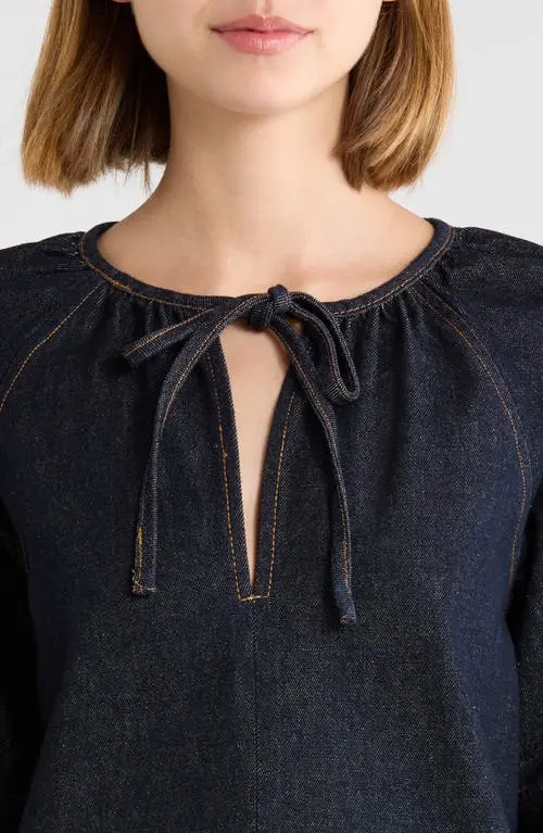 WAYF Sawyer Long Sleeve Denim Minidress