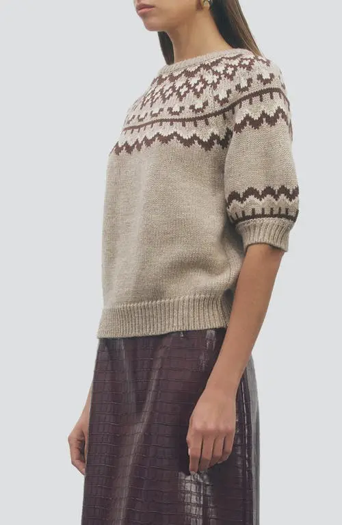 MAUDE CLUB Clayton Fair Isle Puff Sleeve Sweater