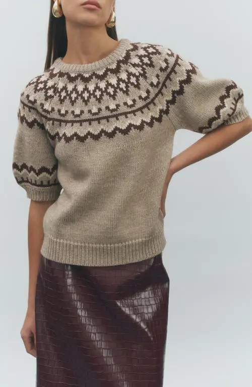 MAUDE CLUB Clayton Fair Isle Puff Sleeve Sweater