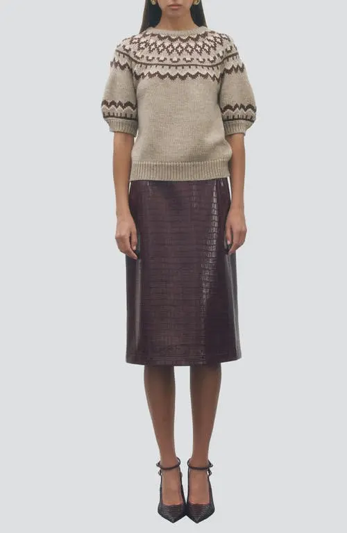 MAUDE CLUB Clayton Fair Isle Puff Sleeve Sweater