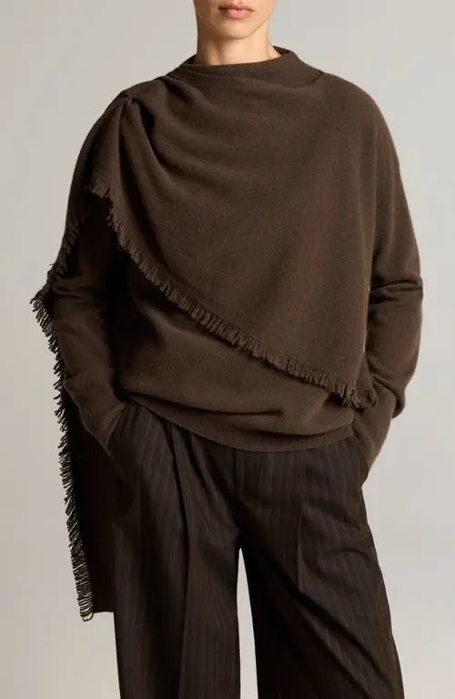 Vince Draped Fringe Scarf Sweater