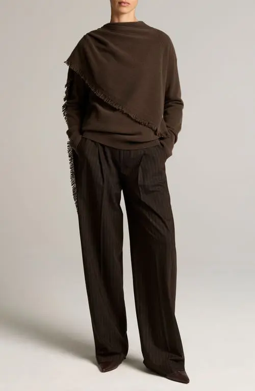 Vince Draped Fringe Scarf Sweater