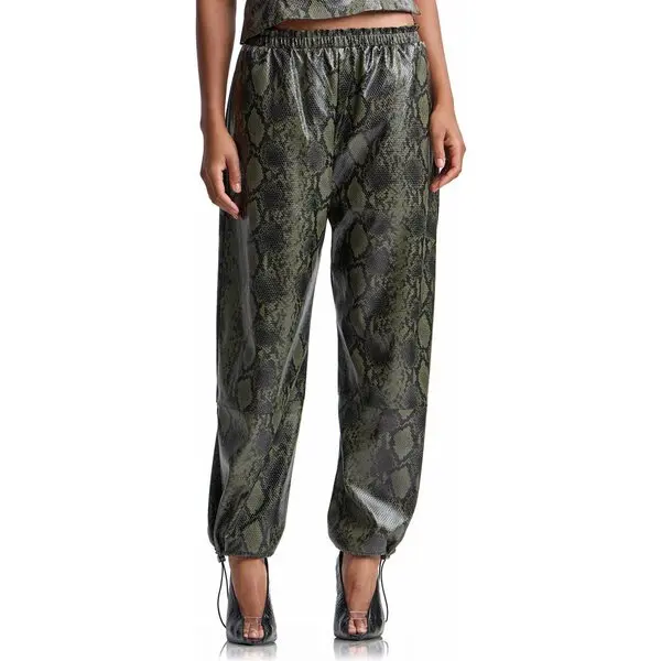 Avec Les Filles Python Embossed Faux Leather Balloon Pants