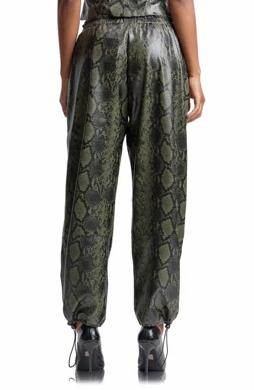 Avec Les Filles Python Embossed Faux Leather Balloon Pants