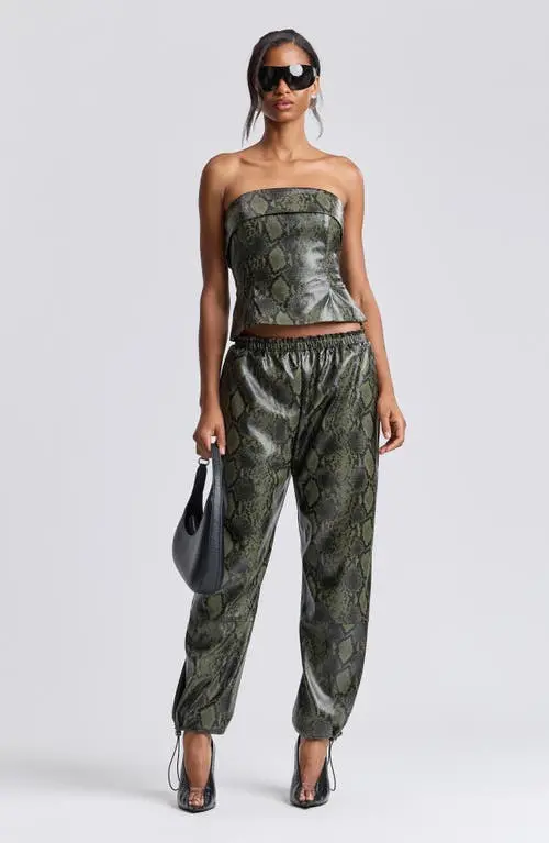 Avec Les Filles Python Embossed Faux Leather Balloon Pants