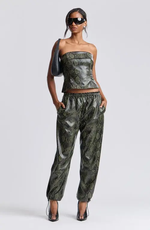 Avec Les Filles Python Embossed Faux Leather Balloon Pants