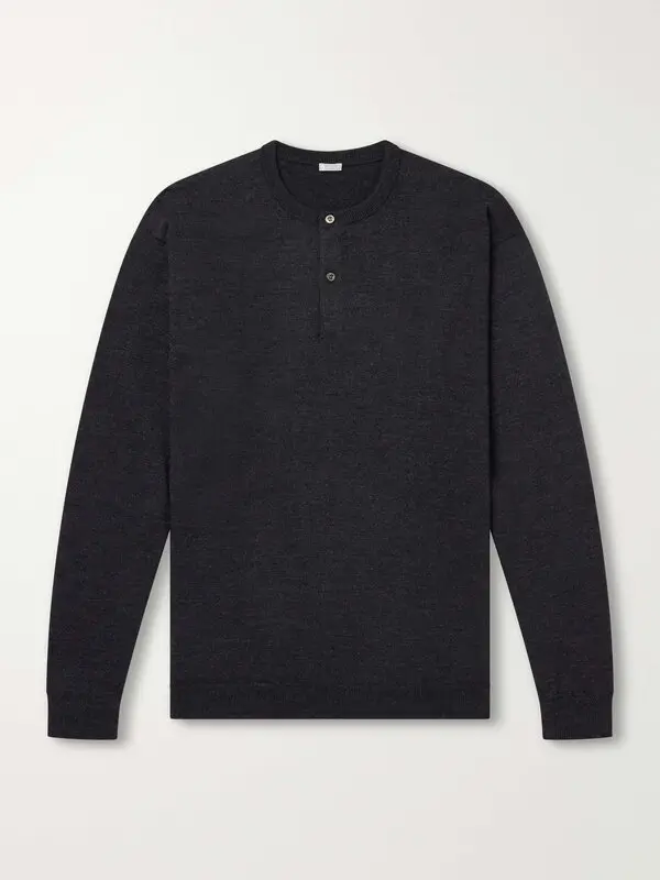 A.PRESSE Wool Henley Sweater