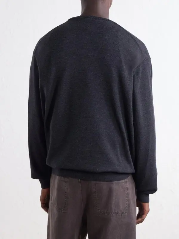A.PRESSE Wool Henley Sweater - Gray