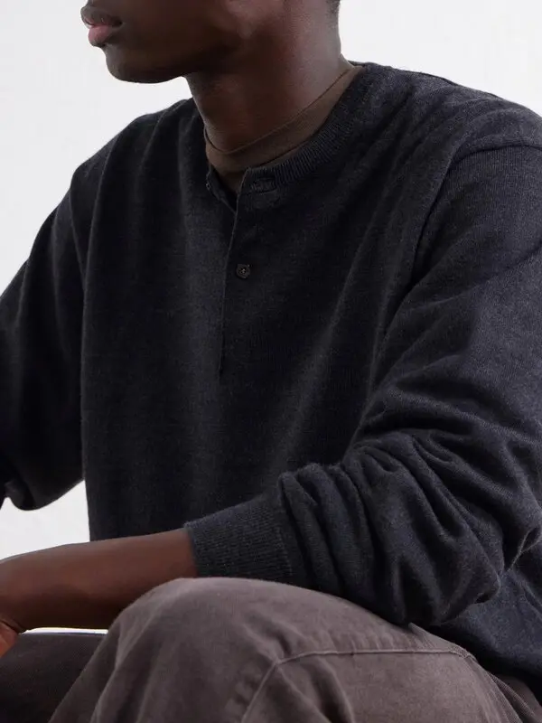 A.PRESSE Wool Henley Sweater - Gray