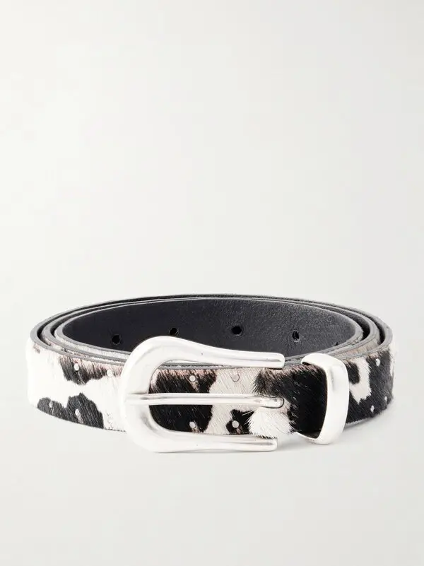SECOND / LAYER The Doc 2cm Studded Calf Hair Belt - White