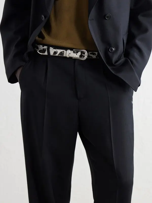 SECOND / LAYER The Doc 2cm Studded Calf Hair Belt - White