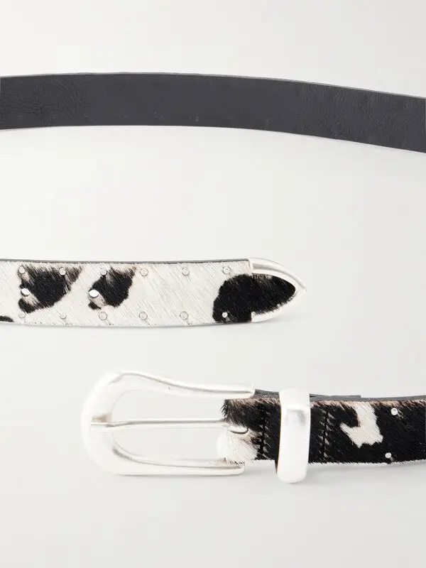 SECOND / LAYER The Doc 2cm Studded Calf Hair Belt - White