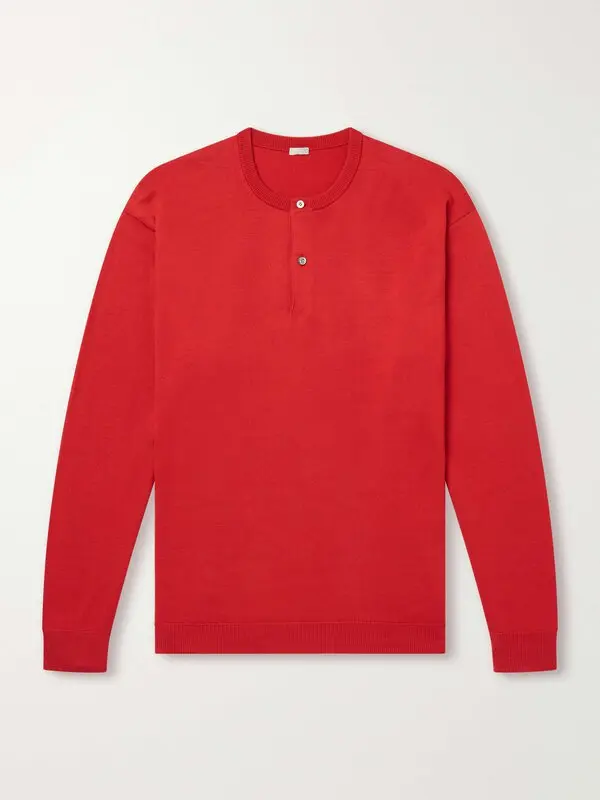 A.PRESSE Wool Henley Sweater