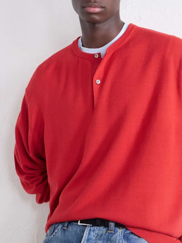 A.PRESSE Wool Henley Sweater