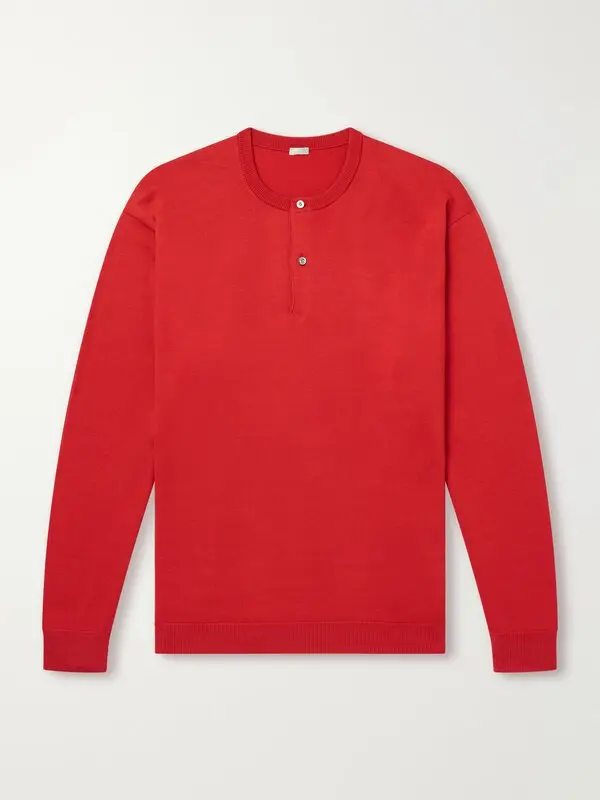 A.PRESSE Wool Henley Sweater - Red