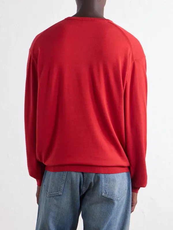 A.PRESSE Wool Henley Sweater - Red