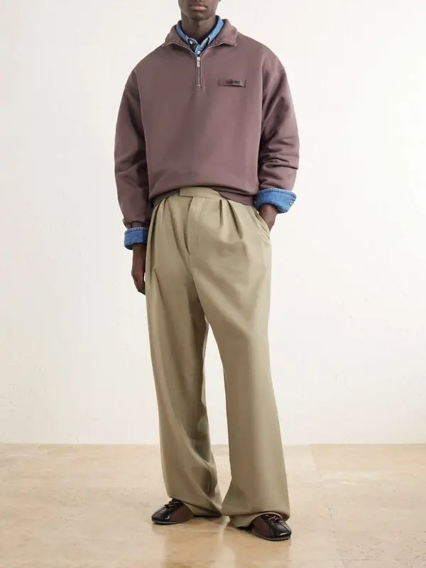 Jacquemus Logo-appliquéd Cotton-jersey Half-zip Sweatshirt